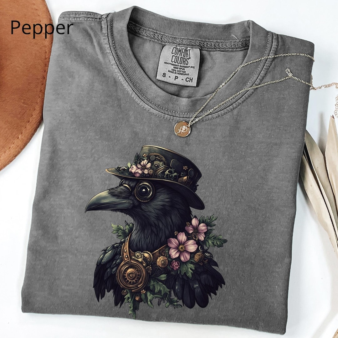 Victorian Raven Shirt, Floral Black Crow Tee, Comfort Colors Raven ...