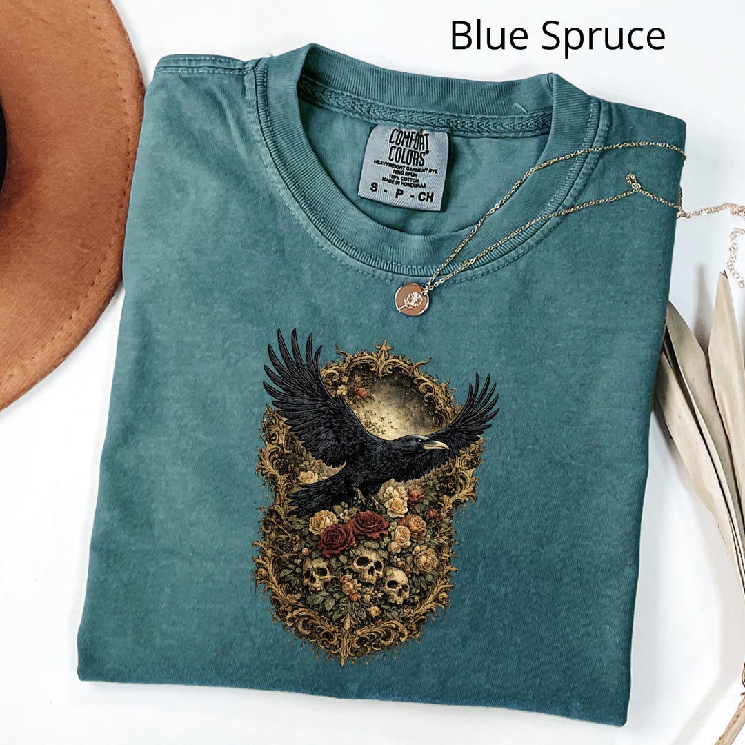 Weirdcore Y2K Crow Shirt, Raven Over Skull Wreath T-shirt, Gothic Raven ...