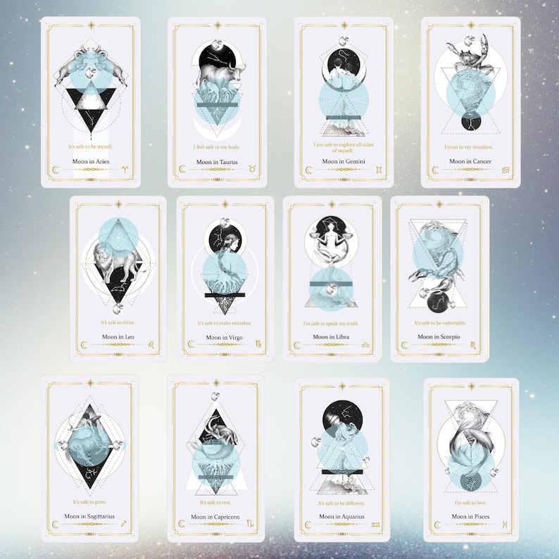 Printable Astrology Cards, Sun Moon Ascendant Deck (digital Download ...