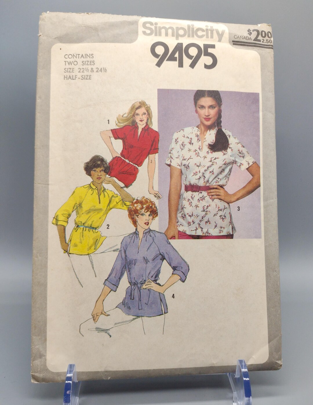 Vintage Plus Size Tunic Sewing Pattern | Simplicity 9495 | Size 22.5-24 ...