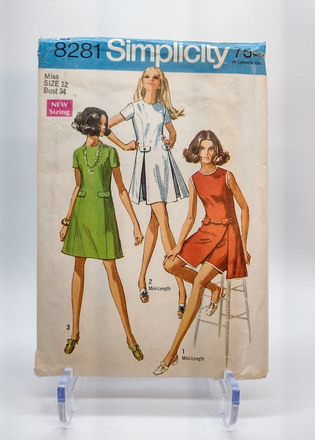 1960s Slit Mini Dress With Shorts Sewing Pattern Simplicity 8281 Misses Size 12 - Etsy