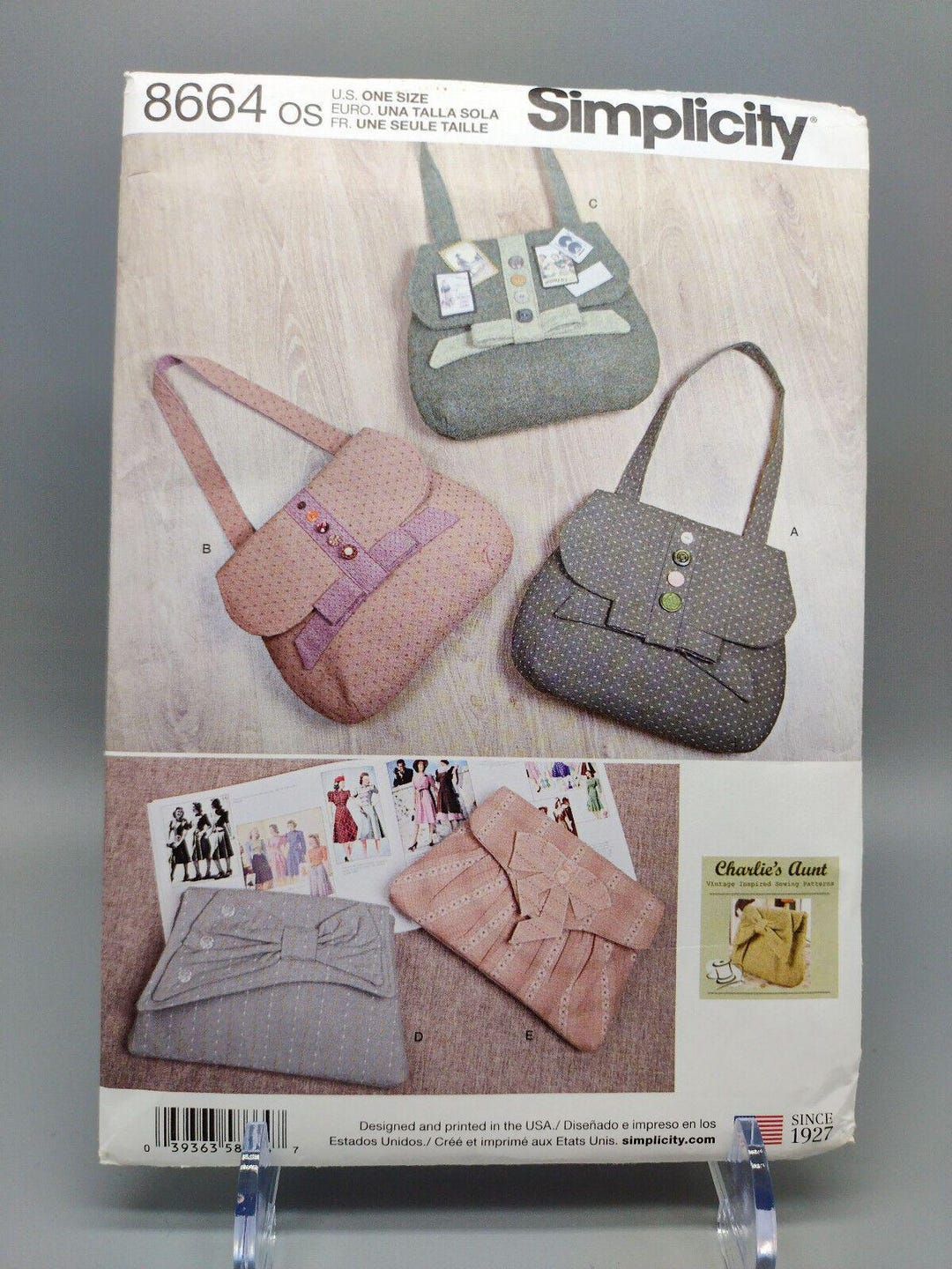 Bags in 4 Styles Sewing Pattern | Charlie's Aunt | Simplicity Pattern 8664 | OOP - Etsy