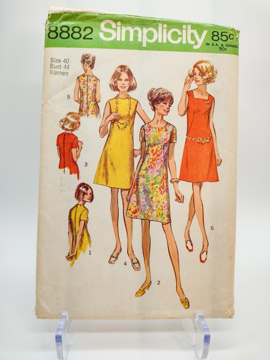 70s Women's Dress Sewing Pattern Simplicity 8882 Plus Size Vintage ...