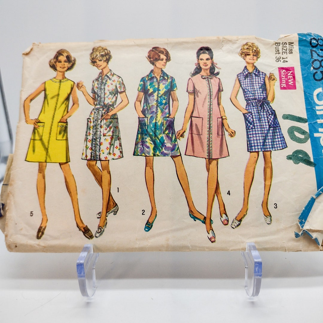 1960s Mod Shift Dress Vintage Sewing Pattern Simplicity 8285 Size 14 ...