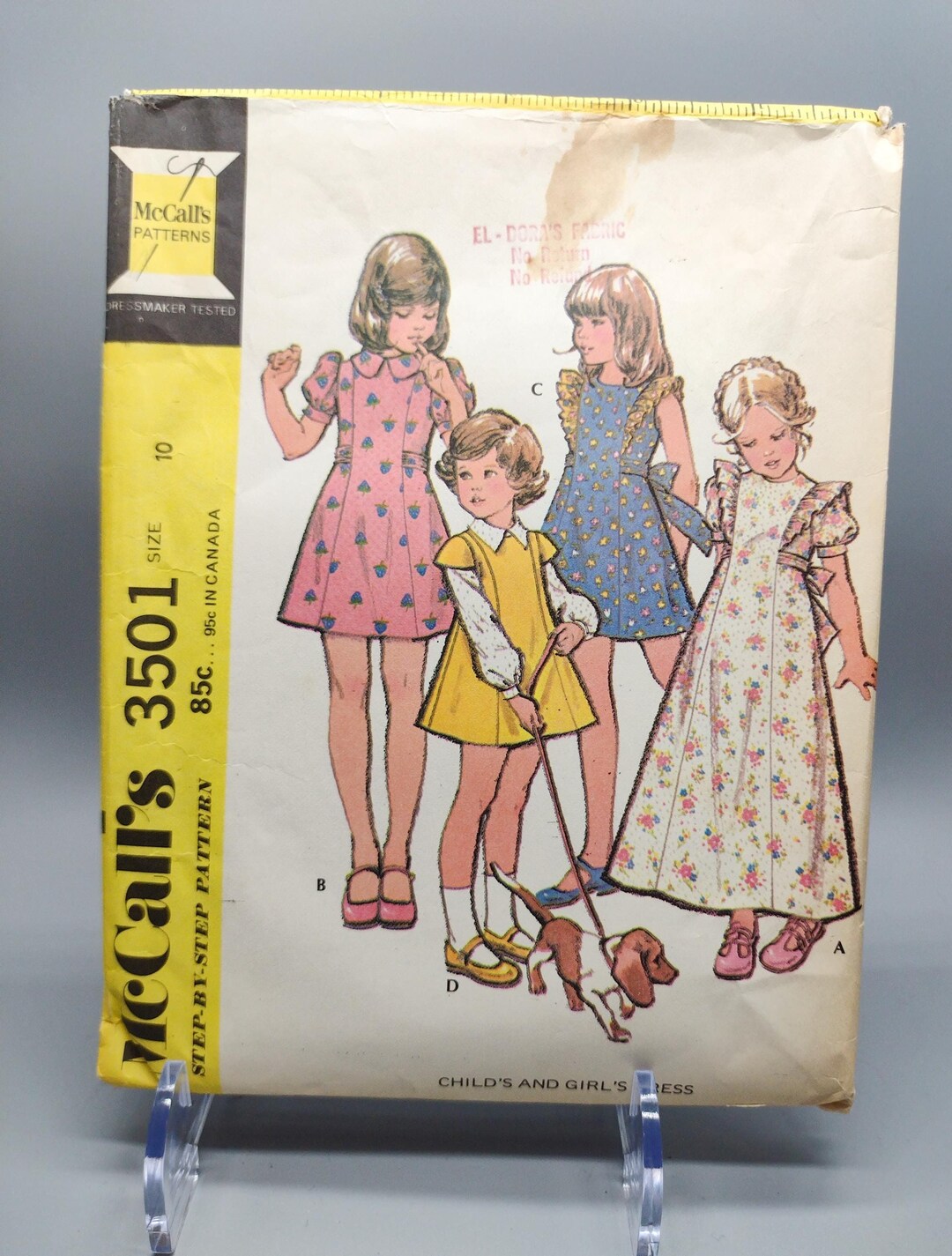 Vintage Girl's Dress Sewing Pattern - Mccall's 3501, 1973 - Girls Size ...