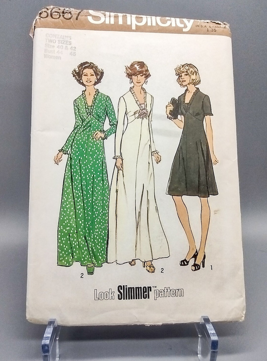 70 Maxi Dress Sewing Pattern Simplicity 6667 Vintage Plus Size Pattern ...
