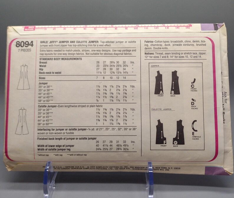 Vintage 70s Girl's Jumper Dress or Shorts - Simplicity 8094, 1977 ...