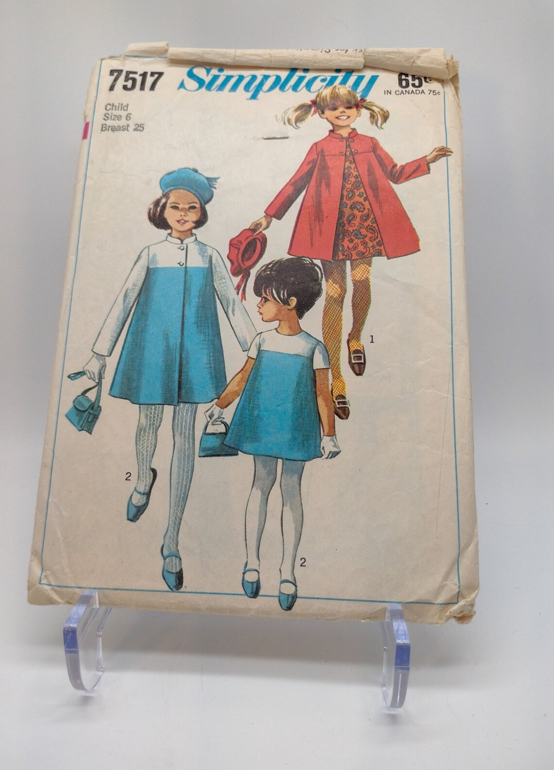 1960s Sewing Pattern for Child's Dress and Coat - Simplicity 7517 ...