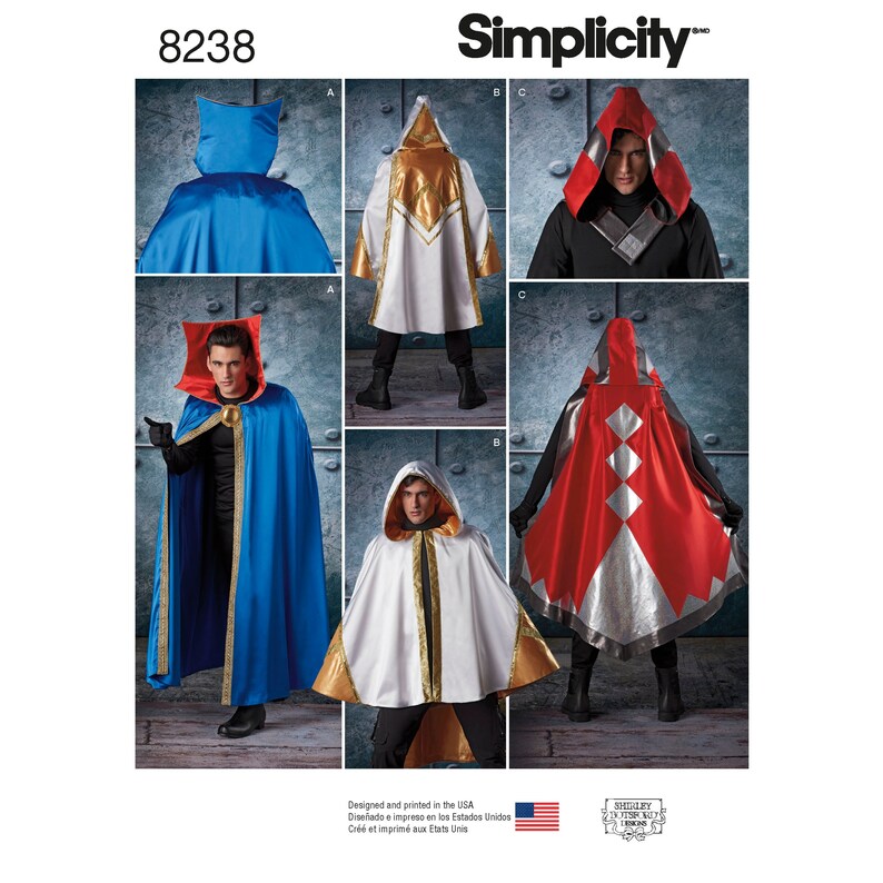 Sewing Pattern - Simplicity 8238 - Adult Costume Hooded Cape - One Size ...