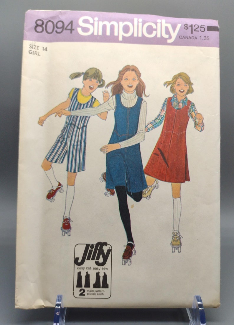 Vintage 70s Girl's Jumper Dress or Shorts - Simplicity 8094, 1977 ...
