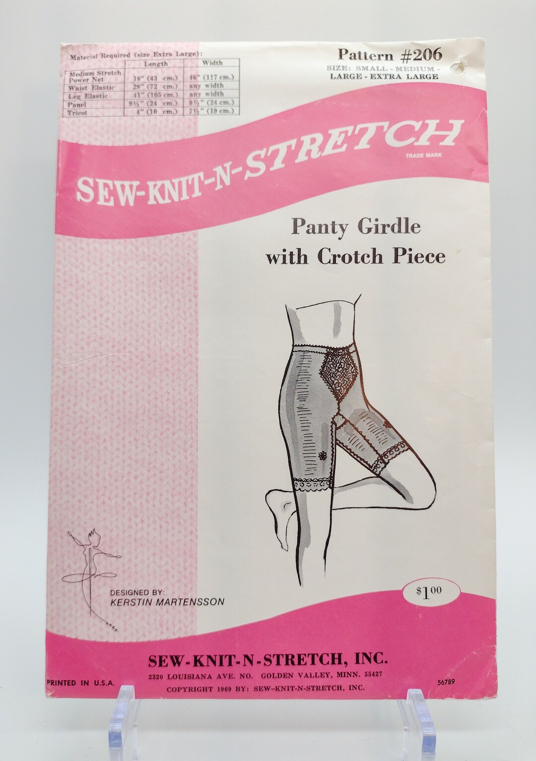 60s Vintage Panty Girdle Sewing Pattern - Sew Knit N' Stretch 206 ...