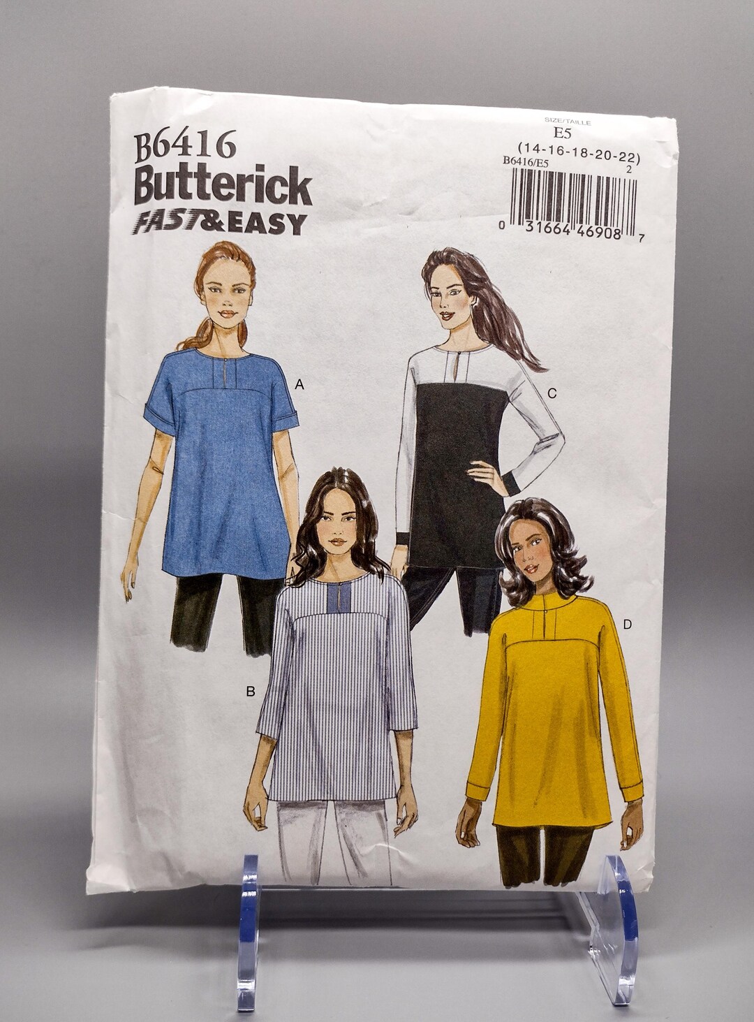 Women's Tunic With Sleeve Variations Sewing Pattern Butterick 6416 Size ...