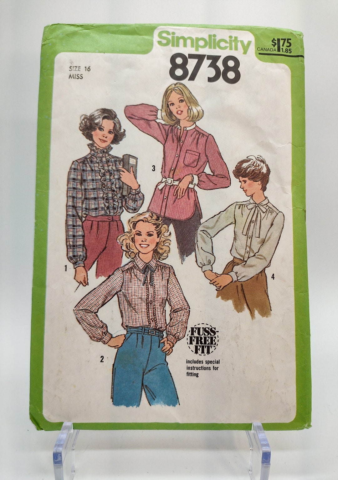1970s Misses Vintage Blouse Sewing Pattern - Simplicity 8738 - Misses ...