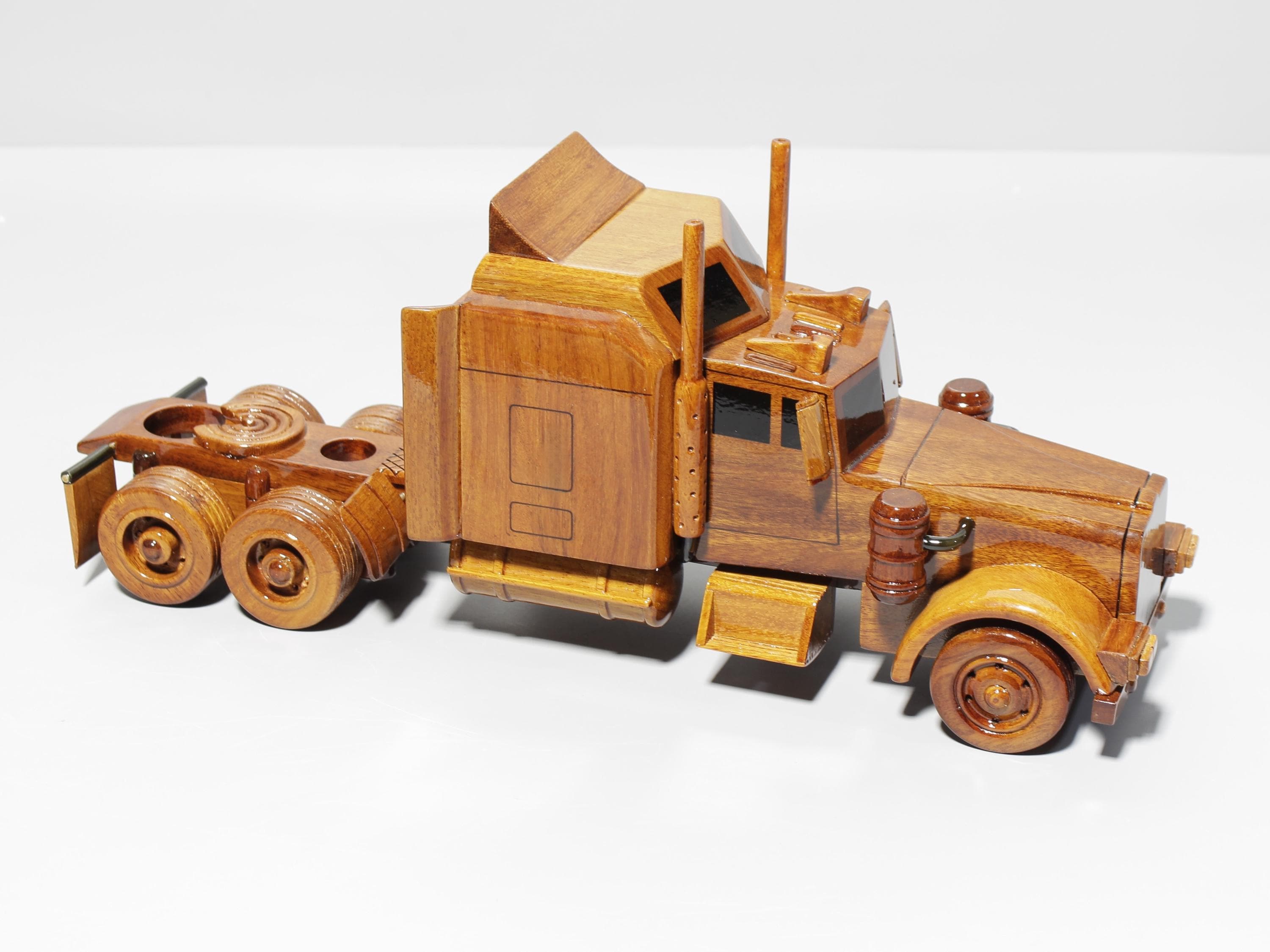 Handcrafted Wood Semi Truck Model: Big Rig Collectible Decor - Etsy