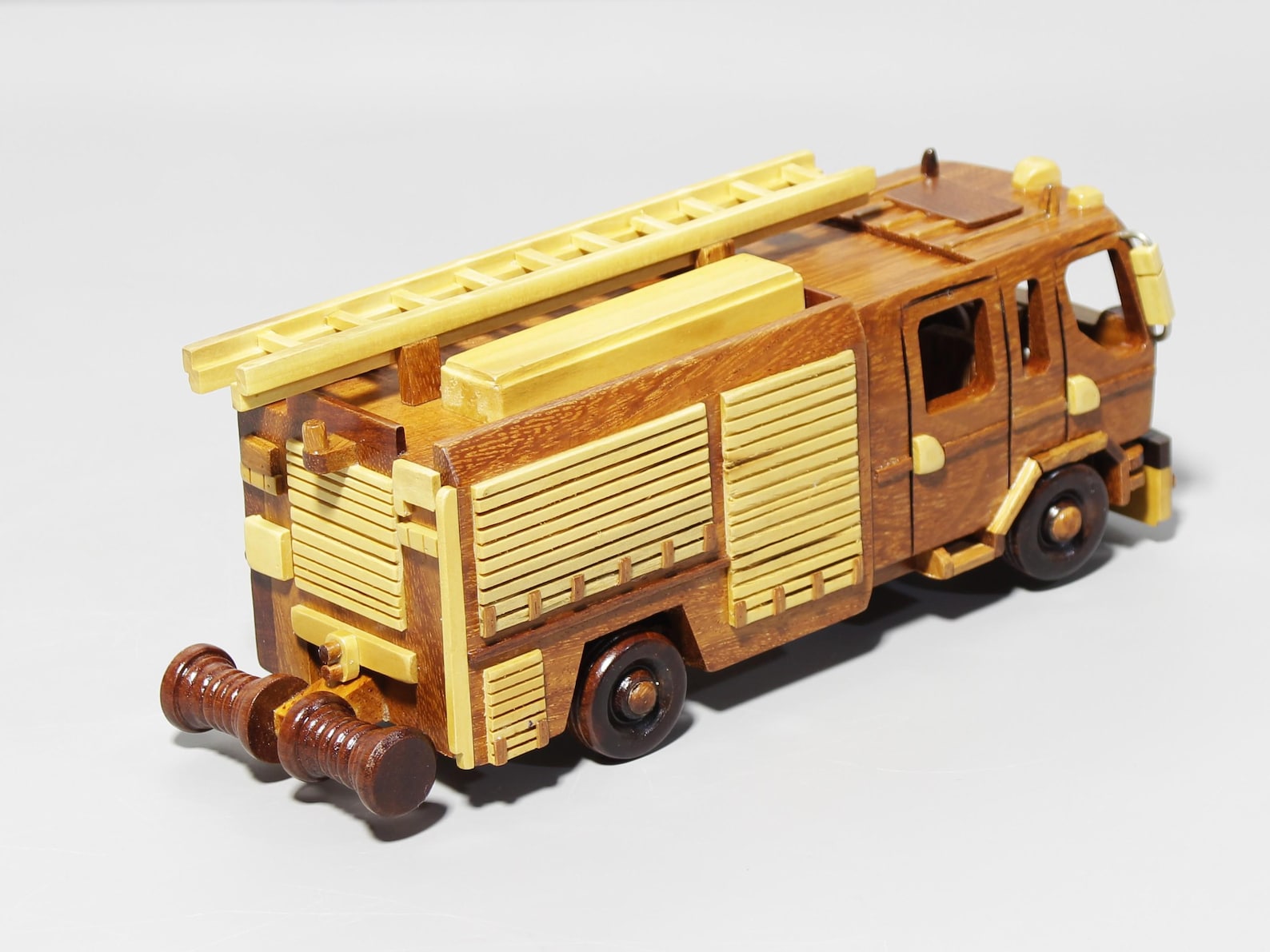 Handcrafted Wooden Fire Truck Model: Rustic Firefighter Gift - Etsy