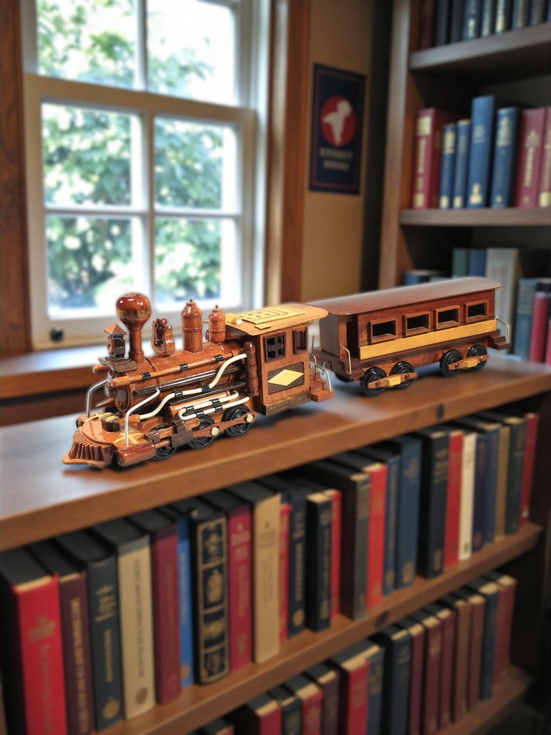 Vintage Wooden Steam Train Model | Handcrafted Classic Locomotive ...