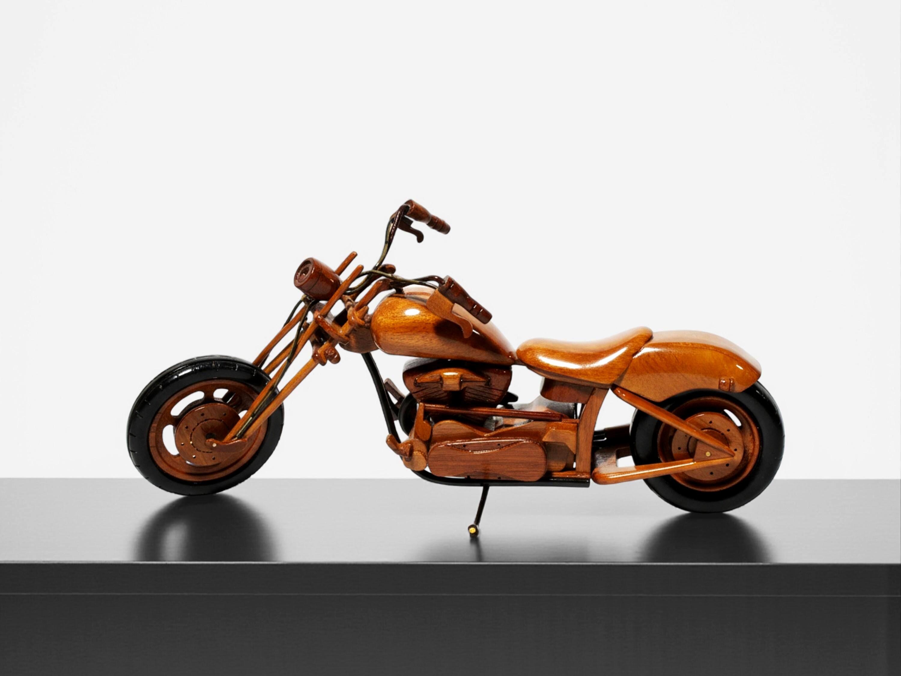 Chopper Bike Wooden Motorcycle Model – Handcrafted Mahogany Display - Etsy