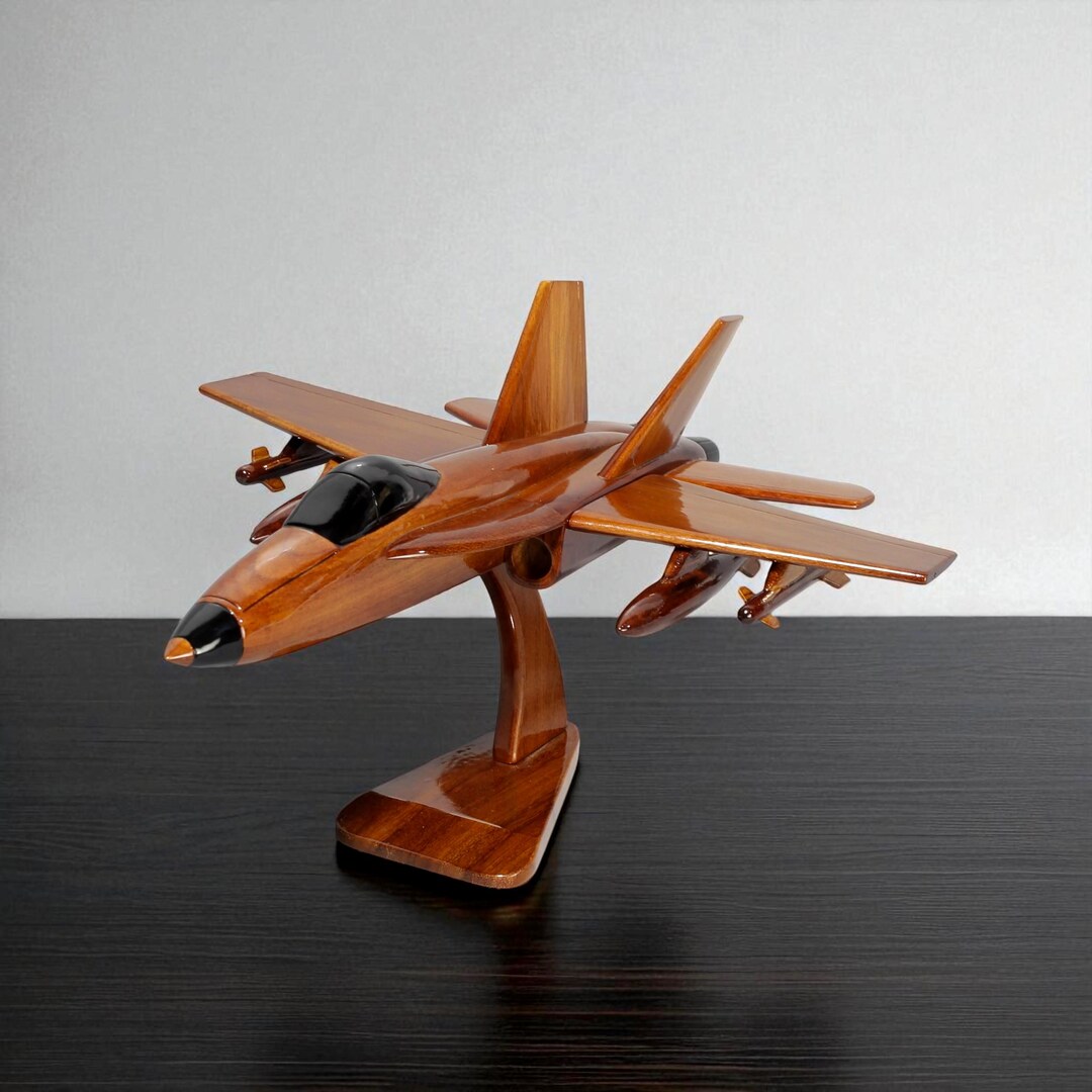 Twin-engine Carrier Jet | Handcrafted Wooden Aircraft Model – Mahogany ...