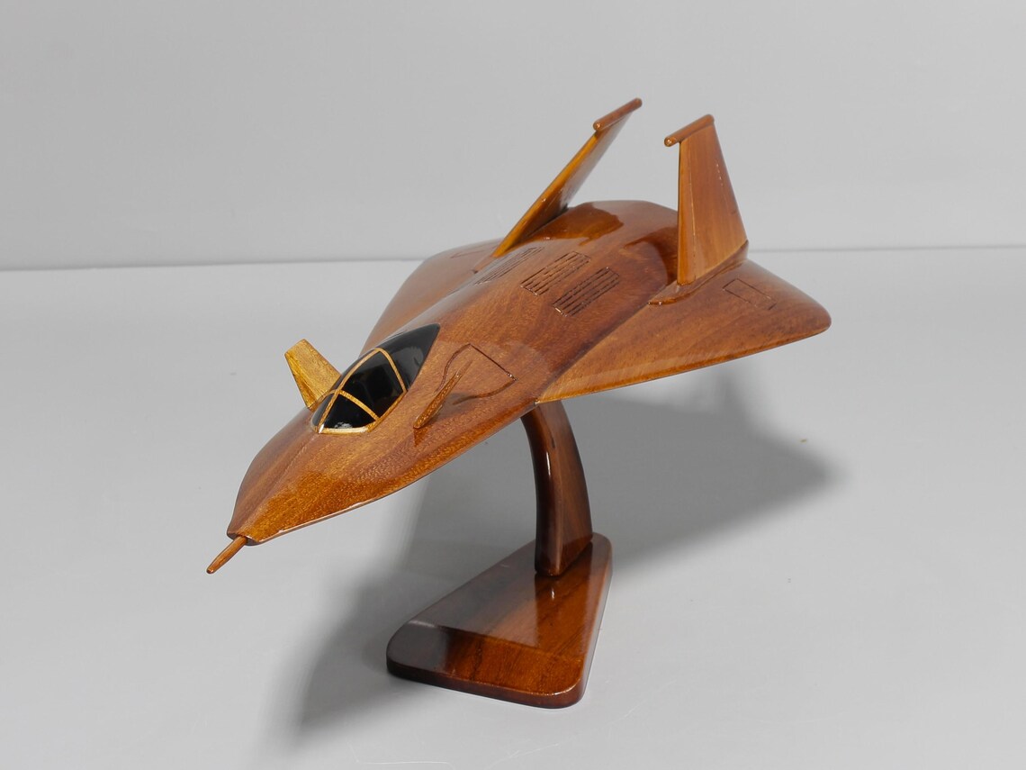 Handcrafted F-19 Fighter Jet Wood Model – Collectible Aviation Decor ...