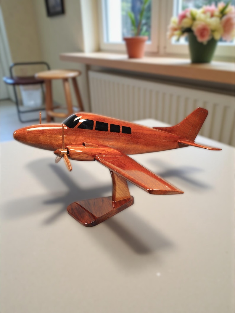 Twin Engine Piston Aircraft G58 Wooden Model | Handcrafted Mahogany ...
