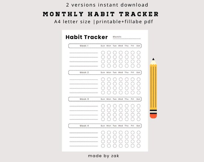Monthly Habit Tracker Printable | Planner Printable | Motivation ...