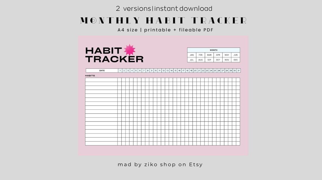 Minimalist Habit Tracker Printable • Monthly Routine Planner PDF • A4 ...