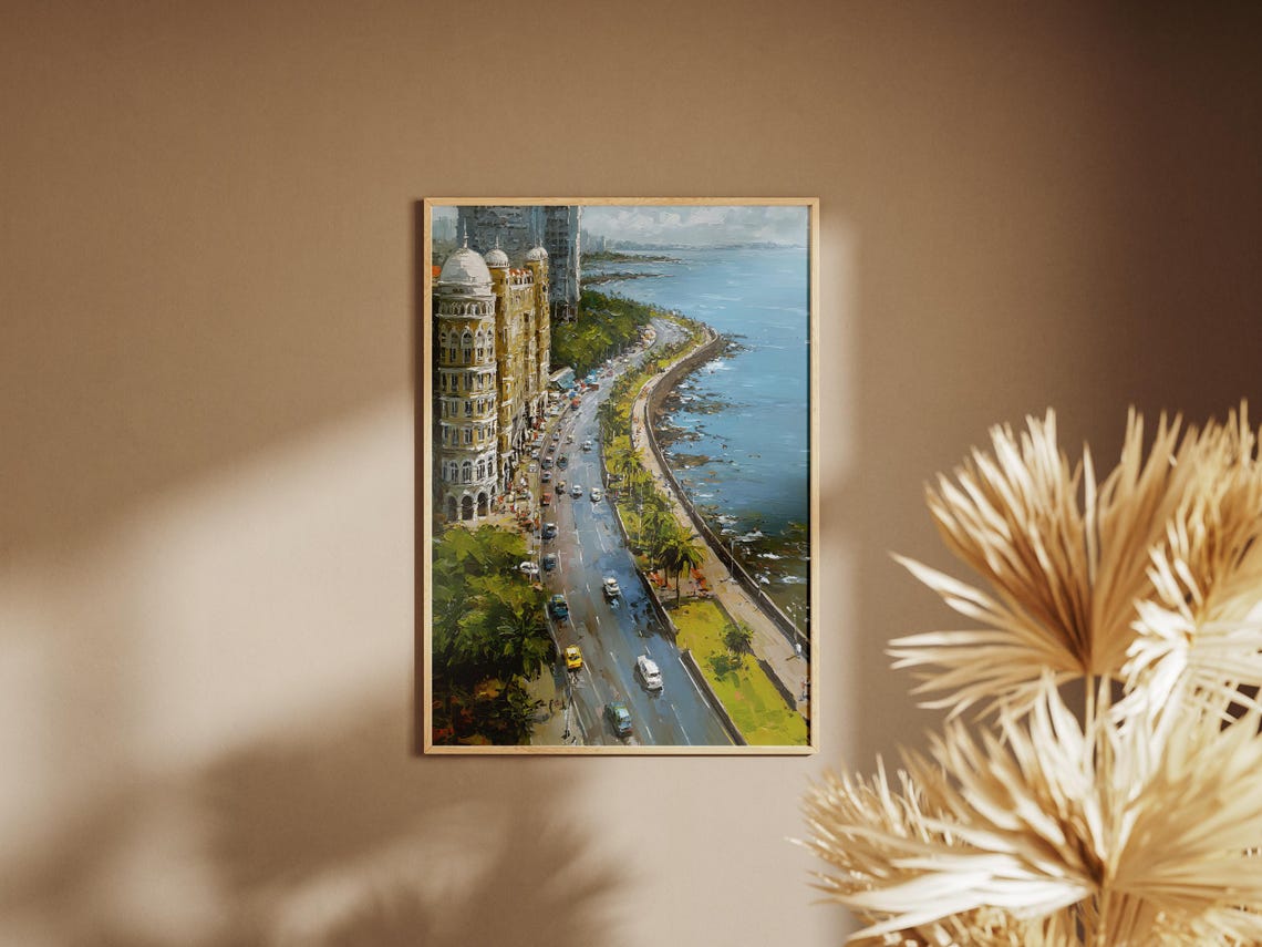 Mumbai Coastal Cityscape Art Print: Taj Mahal & Gateway of India ...