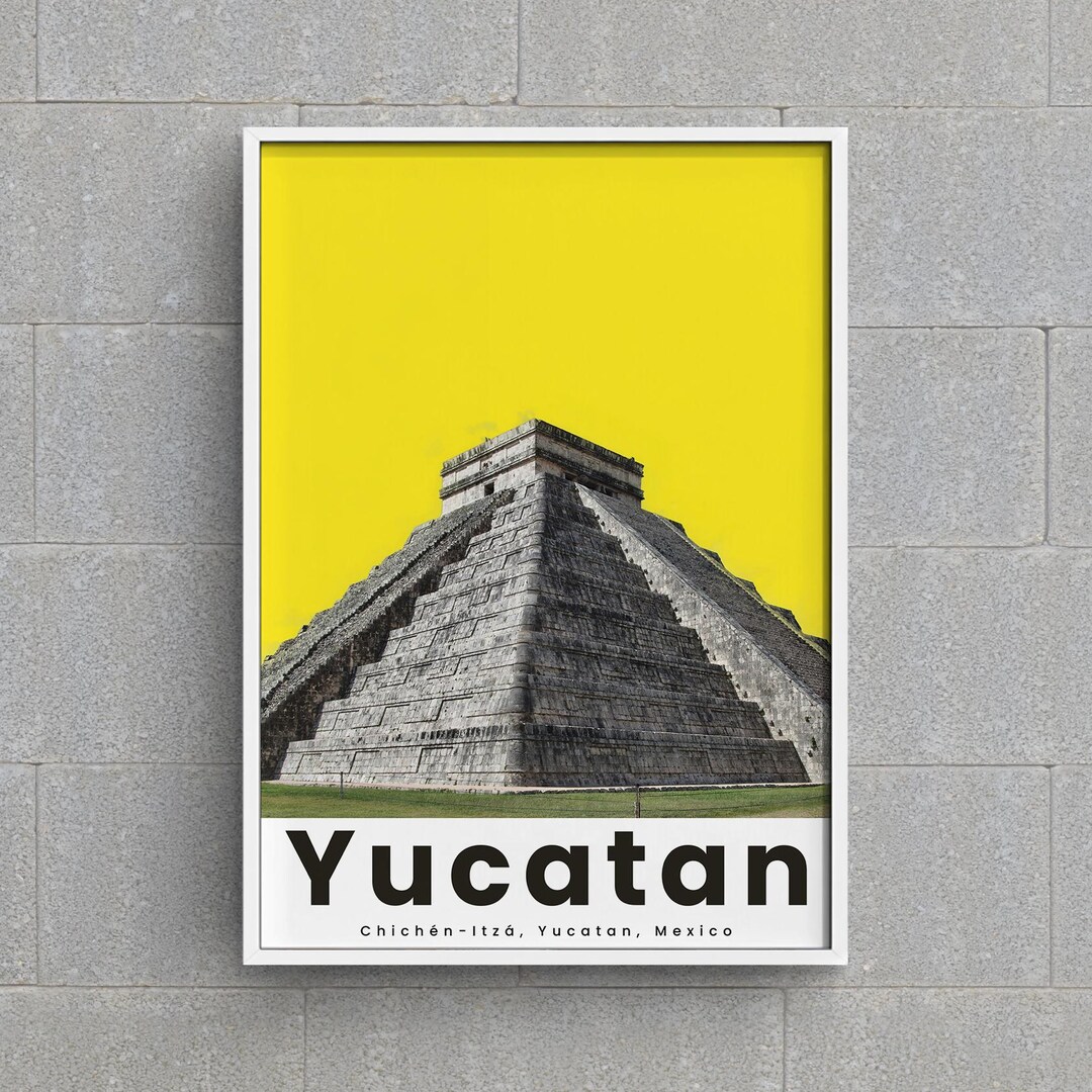 Chichen Itza Pyramid Print, Yucatan Mexico Travel Poster (digital ...