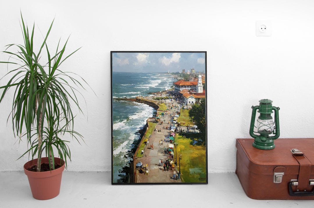 Colombo Sri Lanka Coastal Art Print, Galle Face Green Promenade ...