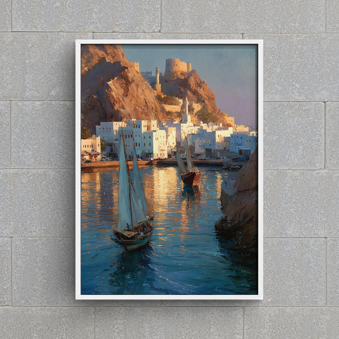 Muscat Harbor Dhow Boats Art Print | Omani Seascape (digital Download ...
