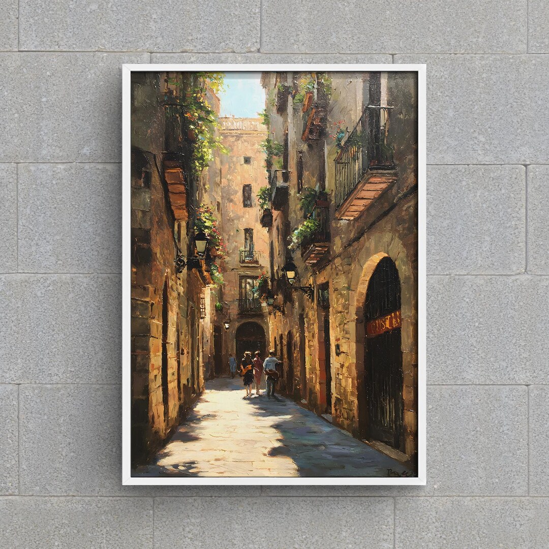 Barcelona Gothic Quarter Art | Impressionist Old Town Painting, Sunny ...