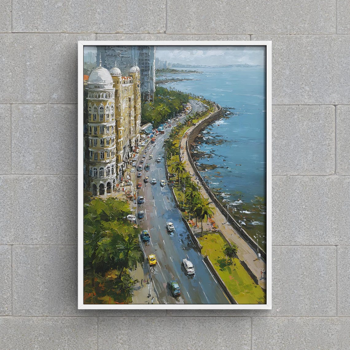 Mumbai Coastal Cityscape Art Print: Taj Mahal & Gateway of India ...