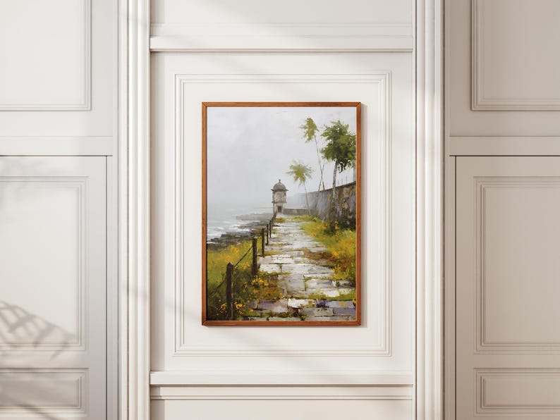 Puerto Rico Wall Art | El Morro Garita Oil Painting | Caribbean Coastal ...