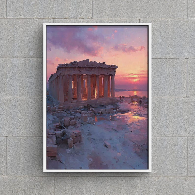 Parthenon Sunset Printable Wall Art – Ancient Greek Architecture Poster ...