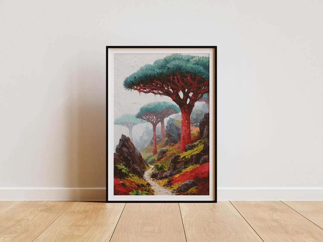 Socotra Wall Art Yemen Print Dragon Blood Tree Landscape Foggy Mountain ...