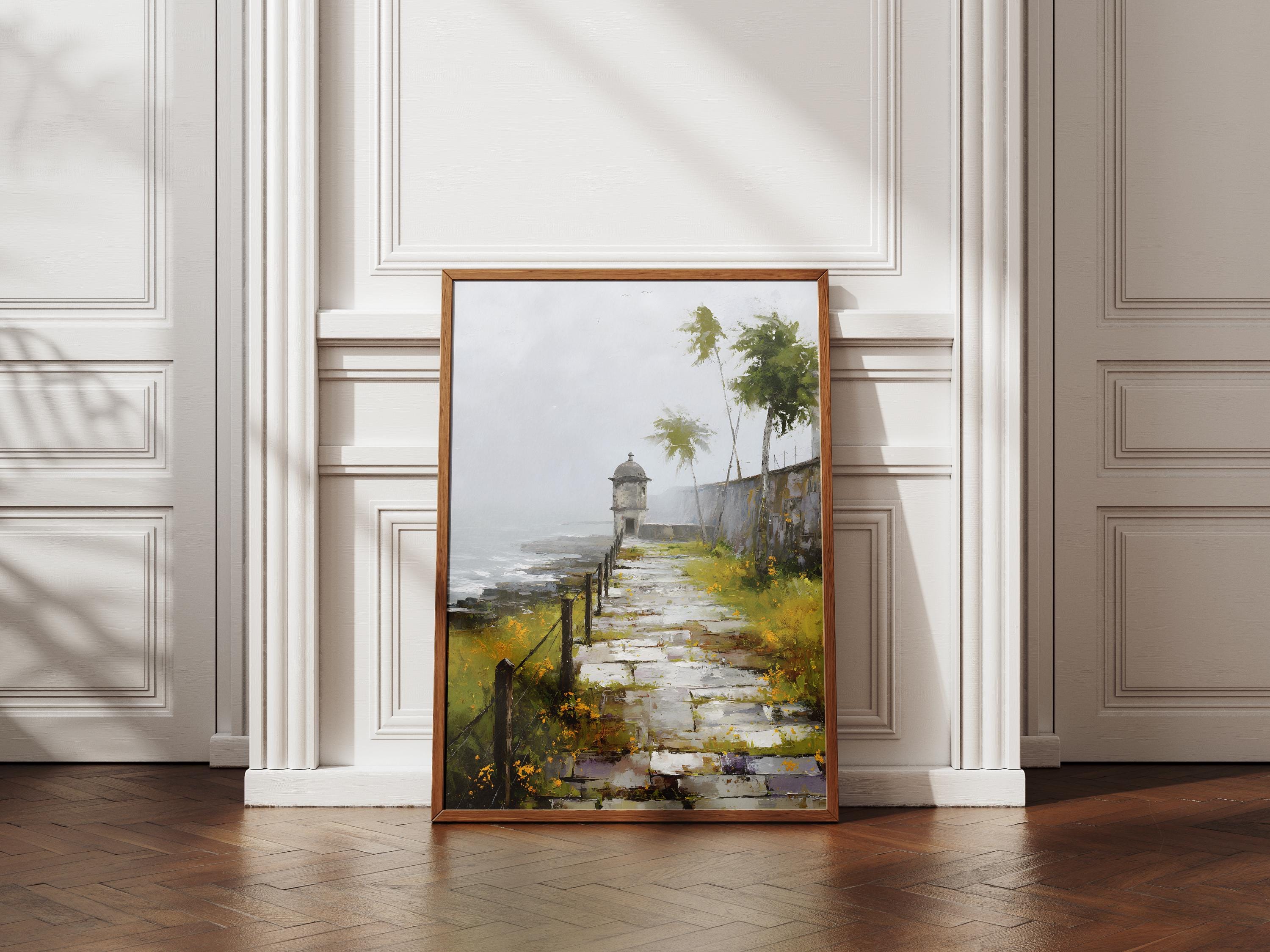 Puerto Rico Wall Art | El Morro Garita Oil Painting | Caribbean Coastal ...