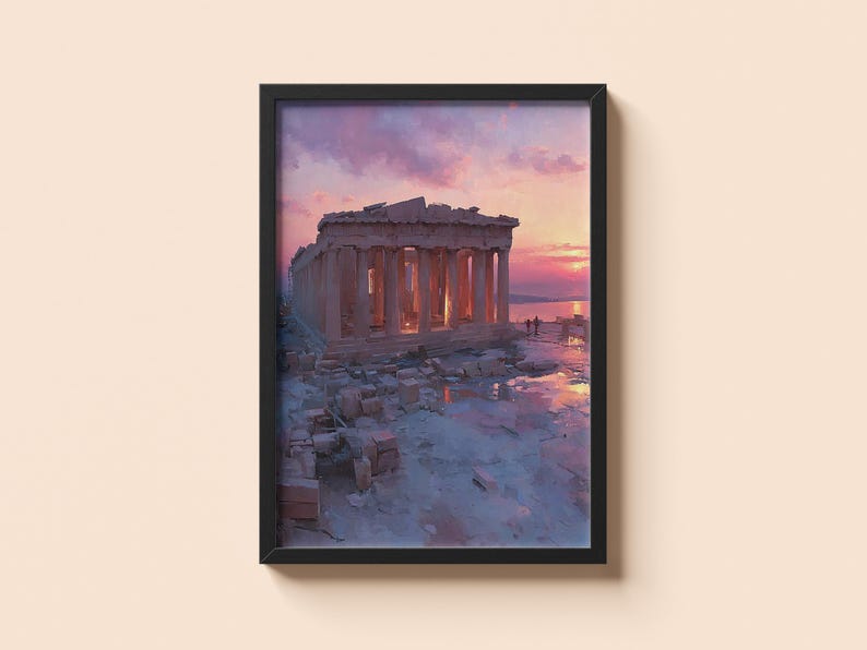 Parthenon Sunset Printable Wall Art – Ancient Greek Architecture Poster ...