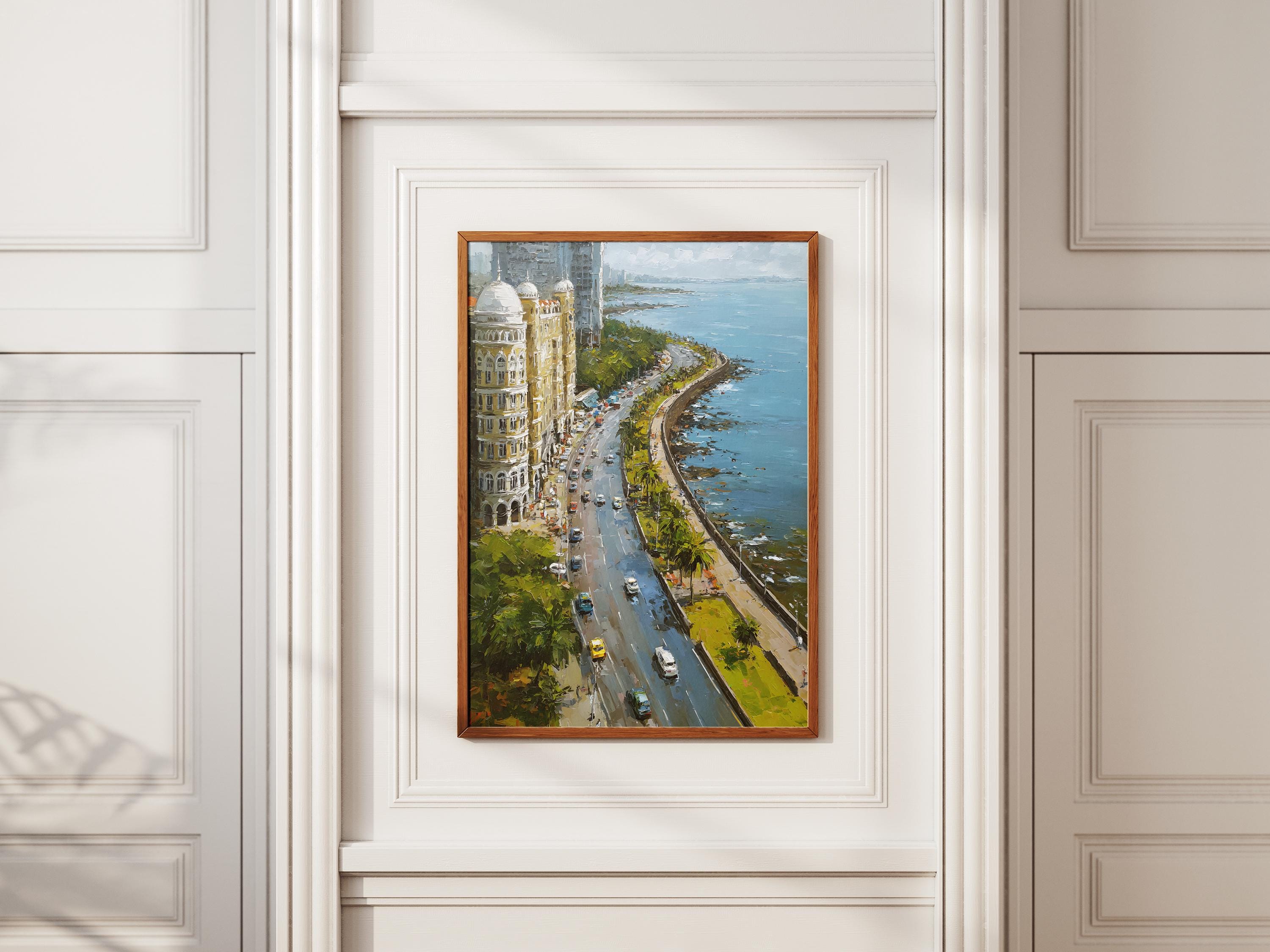 Mumbai Coastal Cityscape Art Print: Taj Mahal & Gateway of India ...