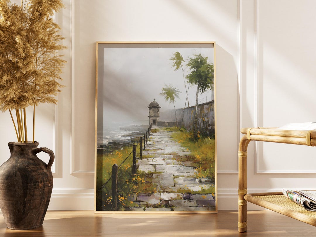 Puerto Rico Wall Art | El Morro Garita Oil Painting | Caribbean Coastal ...