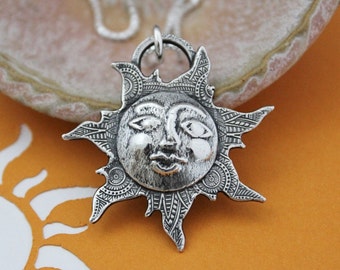 Sterling Silver Solar Sun Necklace - Etsy