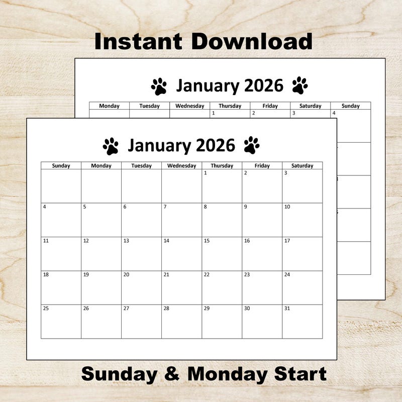 Paw Print Dog Calendar 2026 - Etsy