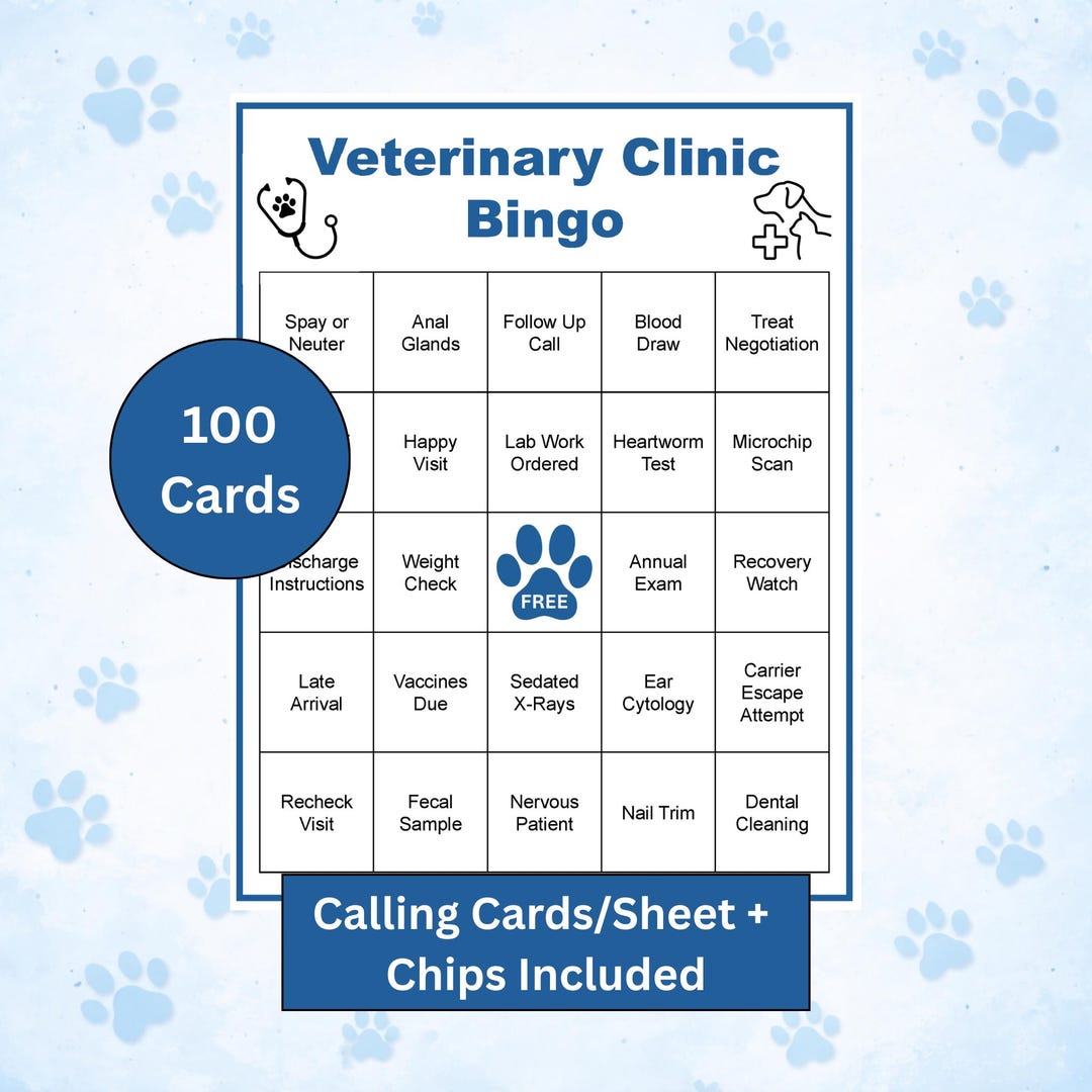 Veterinary Clinic Bingo Game | Printable Staff Team Building Activity ...