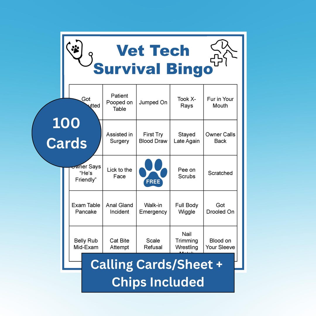 Vet Tech Survival Bingo | Veterinary Clinic Game | Vet Tech Week ...