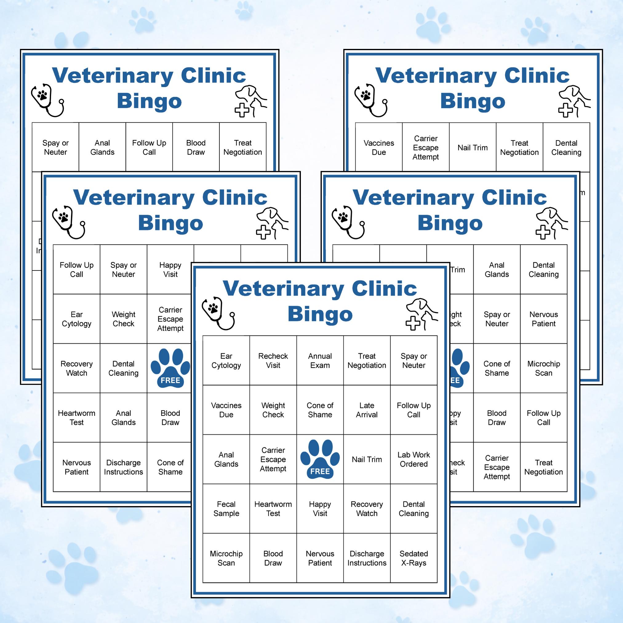 Veterinary Clinic Bingo Game | Printable Staff Team Building Activity ...