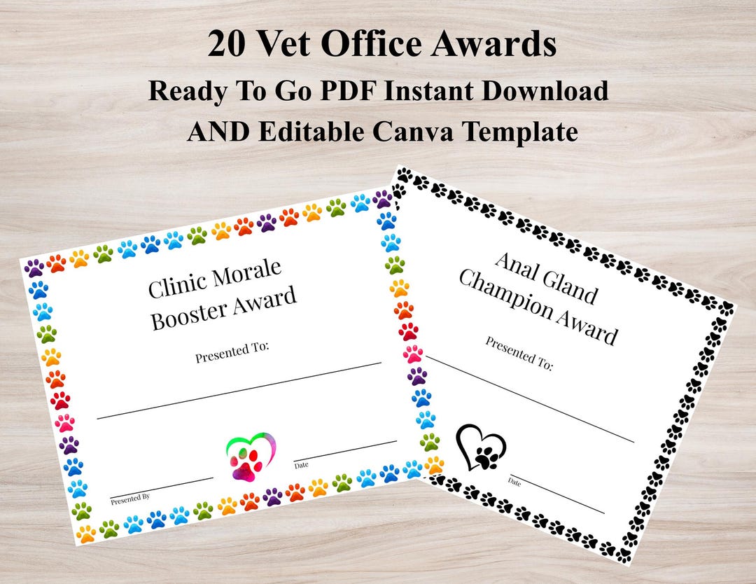 Vet Tech Awards Printable | Editable Canva Template + Ready to Print ...