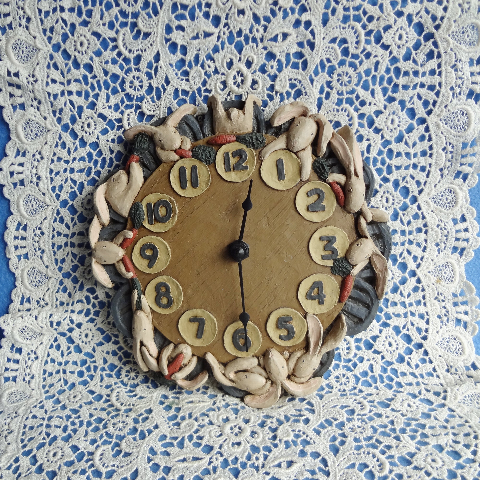 Vintage Rabbit Clock 1987 Spring House Collection Whimsical - Etsy