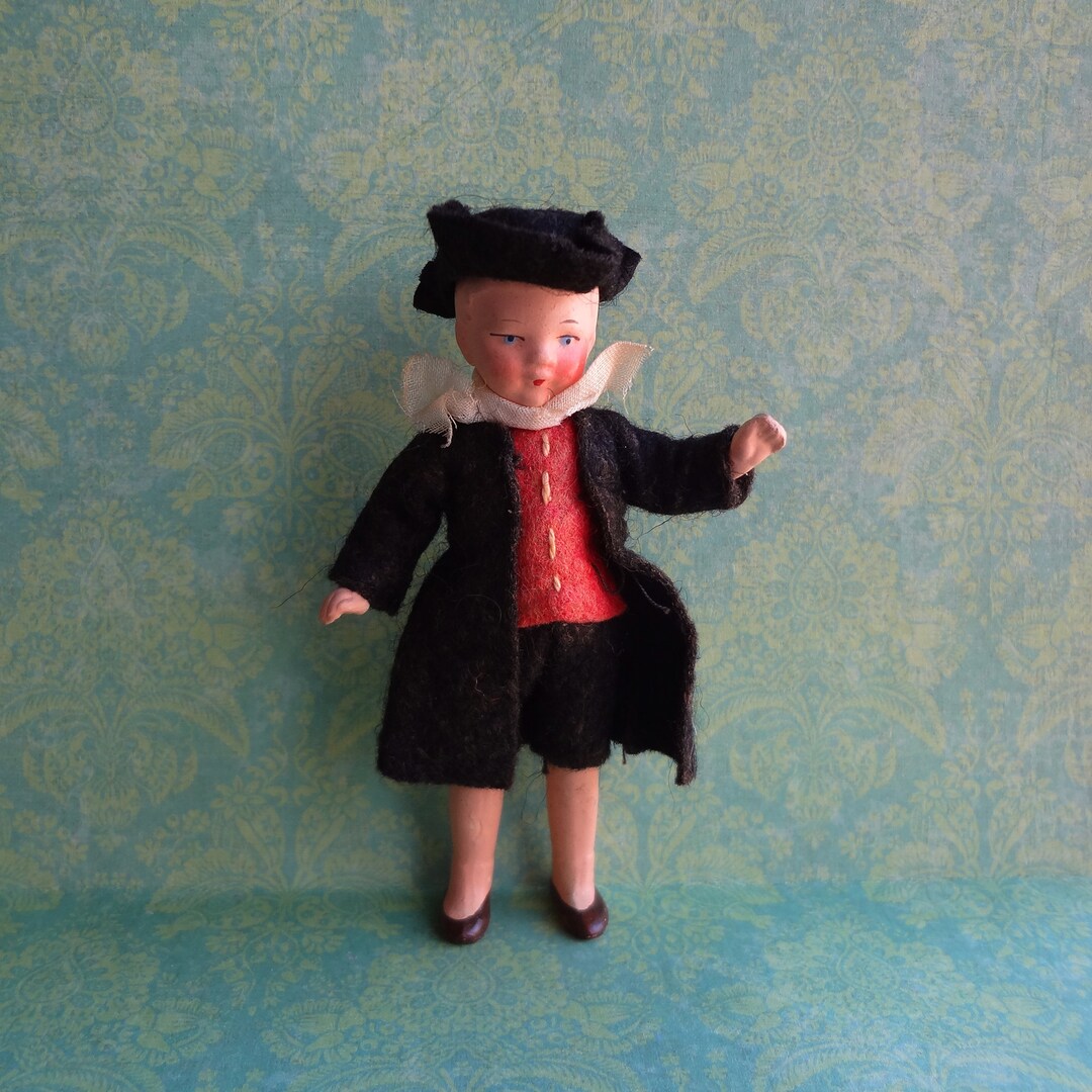 Antique Hertwig Miniature Bisque 3-7/8" Wire Jointed 5 Piece Thuringia ...