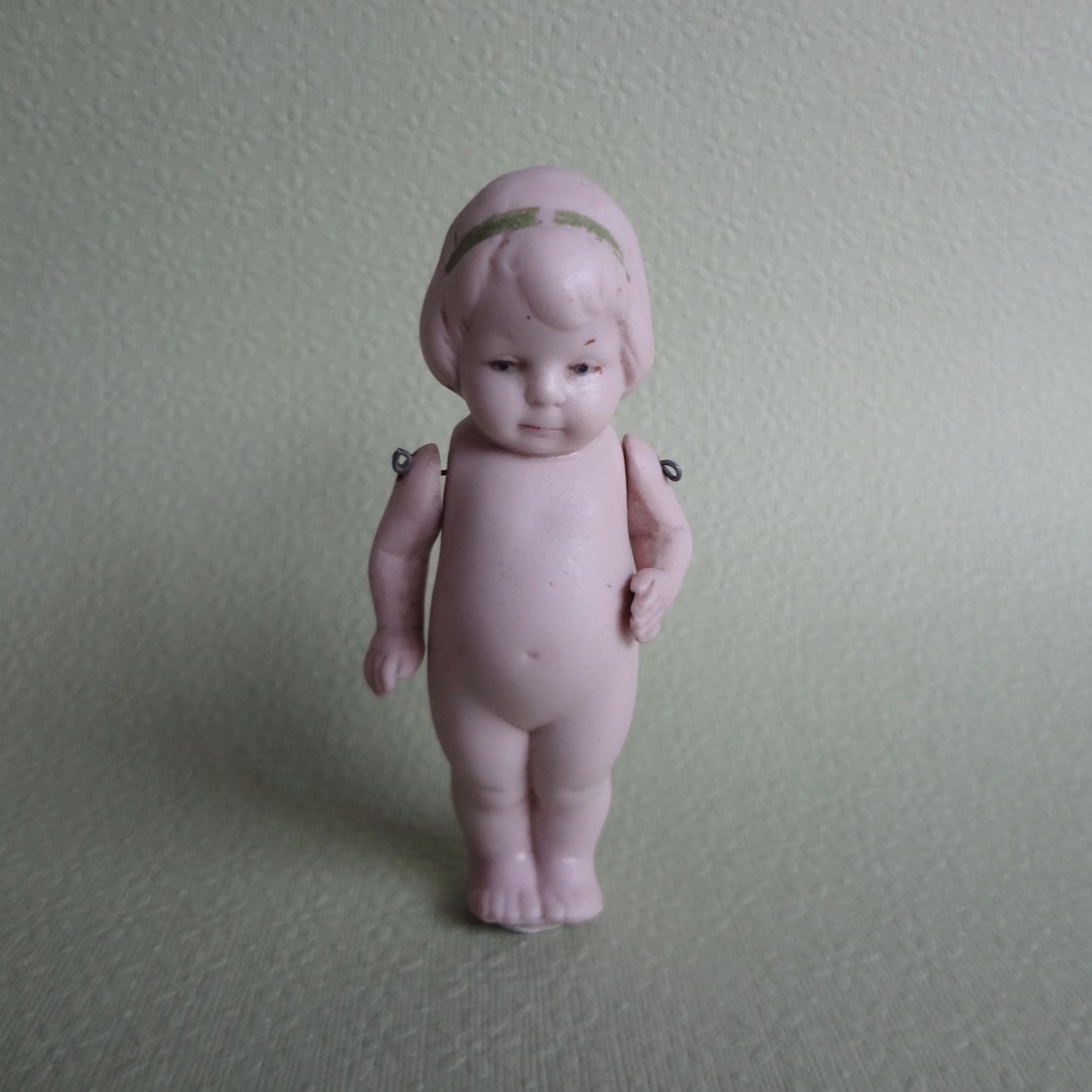 Antique Miniature German Bisque Hertwig? 4" Wire Jointed Arms ...