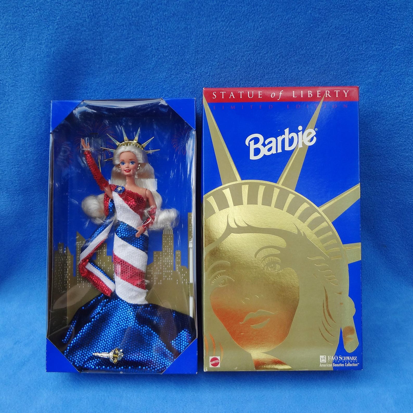 Barbie Statue of Liberty * Limited Edition * NRFB Barbie in Red White ...