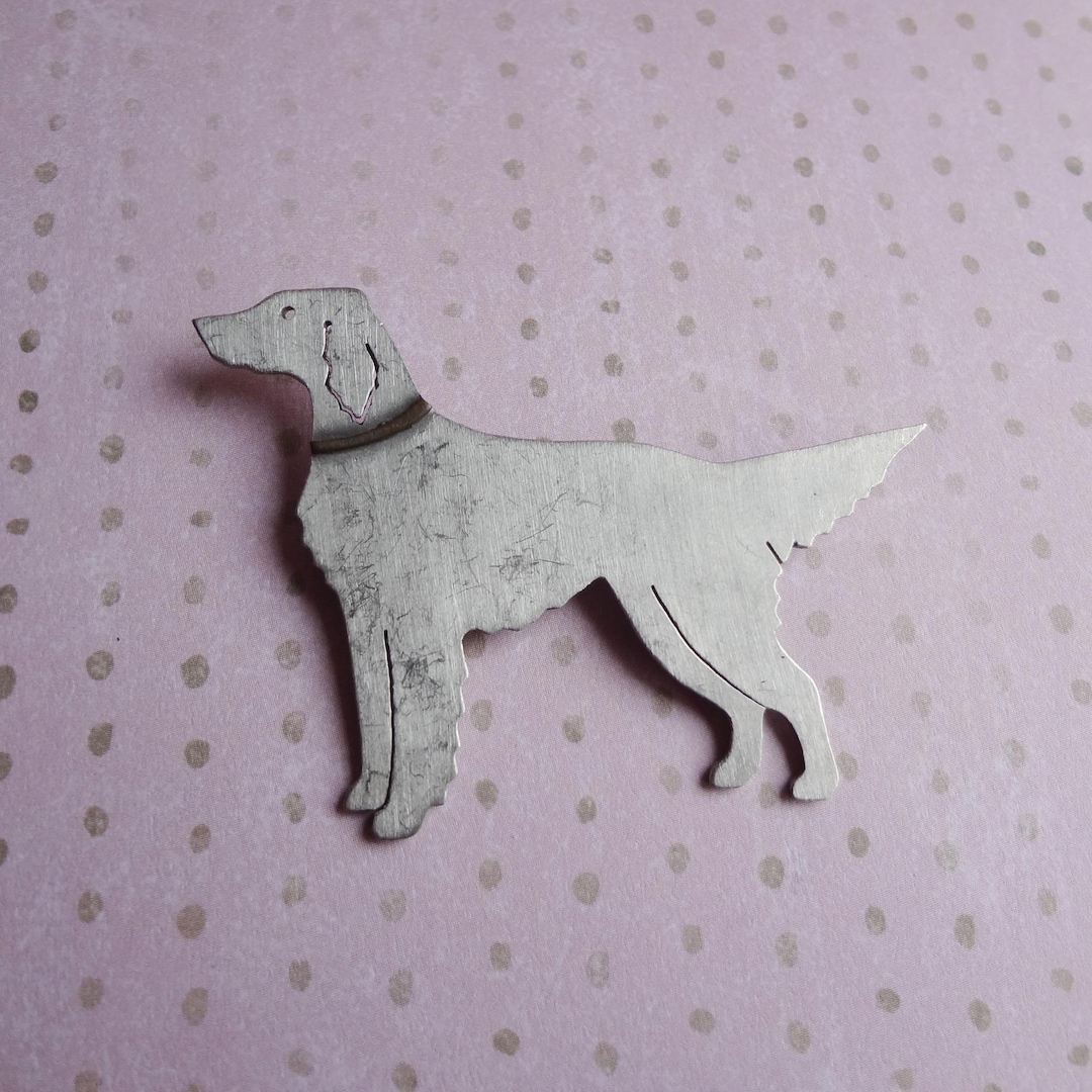 Golden Retriever Pin in Silver * Lapel Silhouette Dog Pin * Hand ...